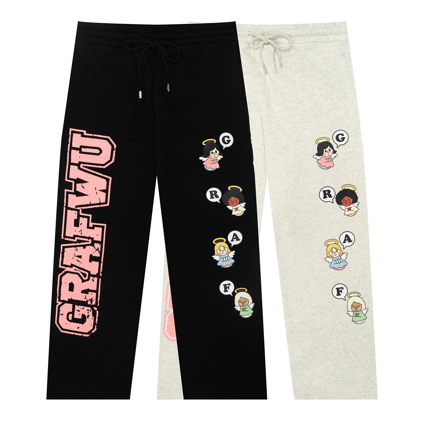 GRAF&WU 4 Praying Girls Angel Character Graphic Sweatpants